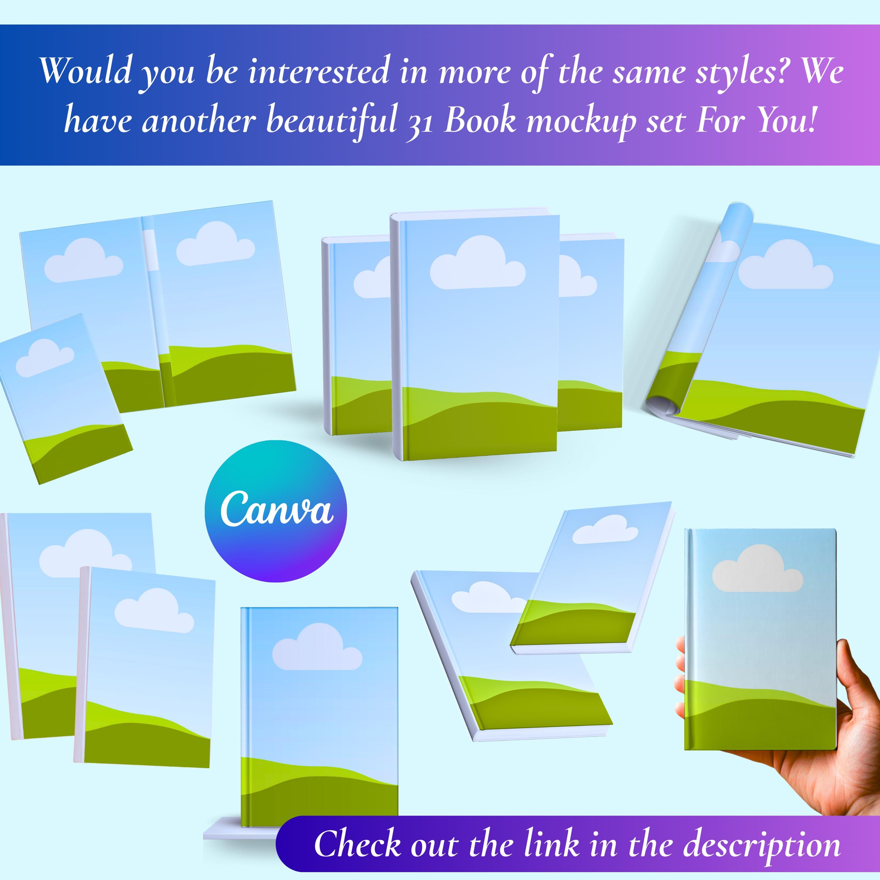 Canva Book Mockups Templates Set, Drag and Drop, Paperback & Hardcover ...