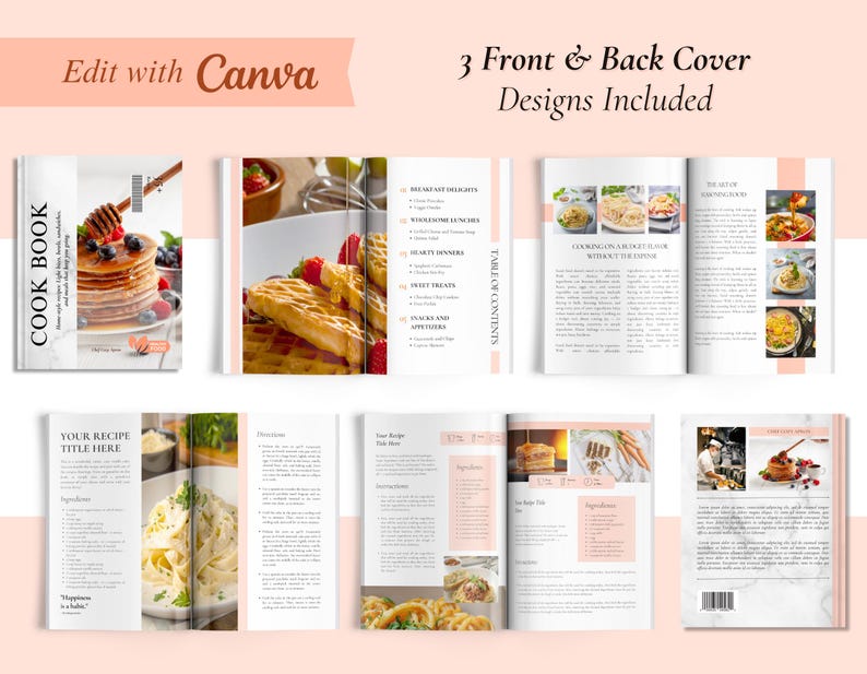 Editable Canva Cookbook Template, Family Recipe Book (digital Download ...