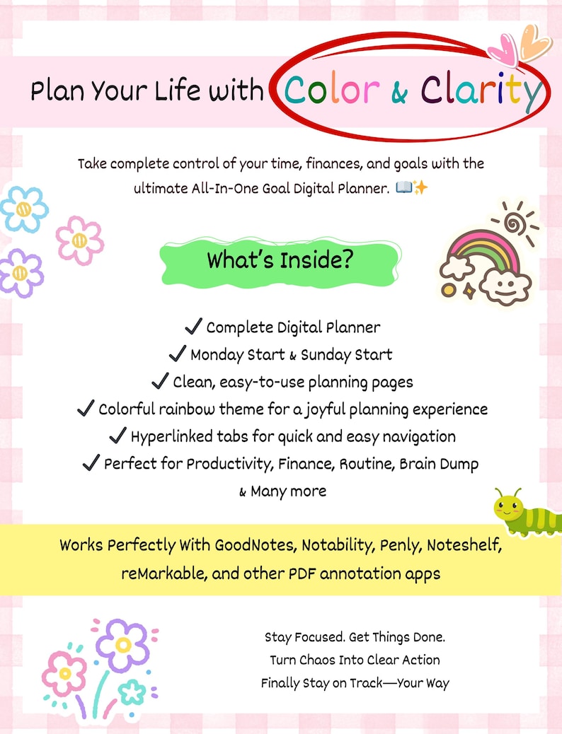 Digital Goal Planner, All in One Life Organizer & Tracker, Goodnotes ...