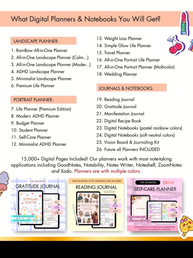Mega Digital Planner Bundle Goodnotes, iPad Planner, Planners Notebooks ...