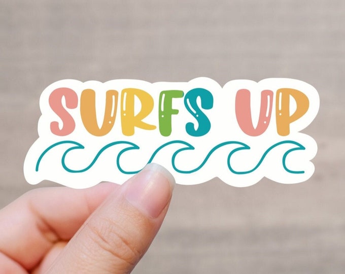Surfs up Wave Colorful - Vinyl Sticker - Decal Glossy Sticker for ...