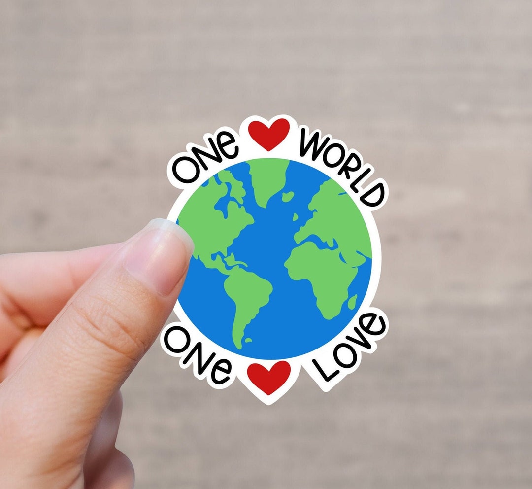 One World One Love Vinyl Sticker Decal Glossy Sticker for - Etsy
