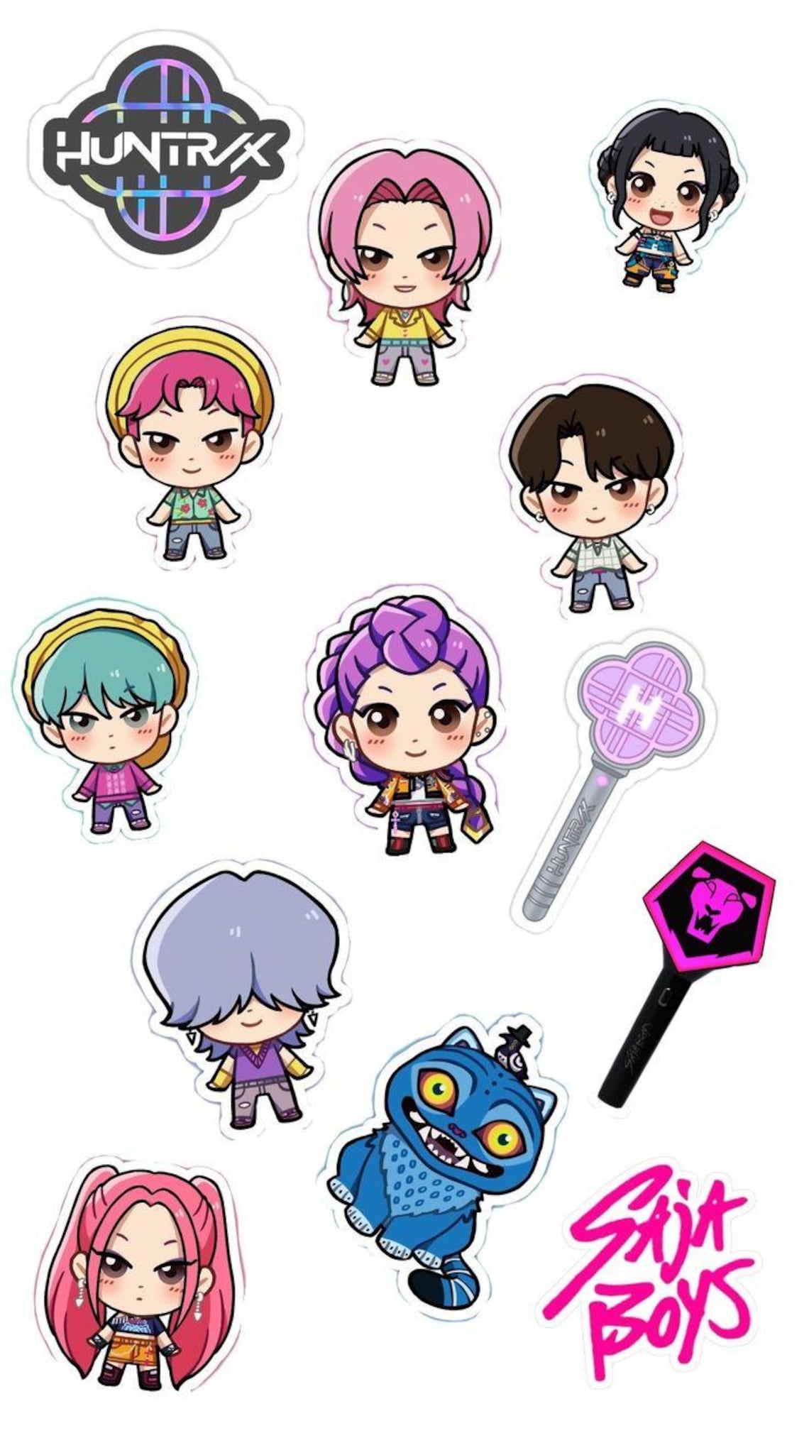 KPOP Demon Hunters Sticker | Huntrix | Saja Boys Printable Set ...