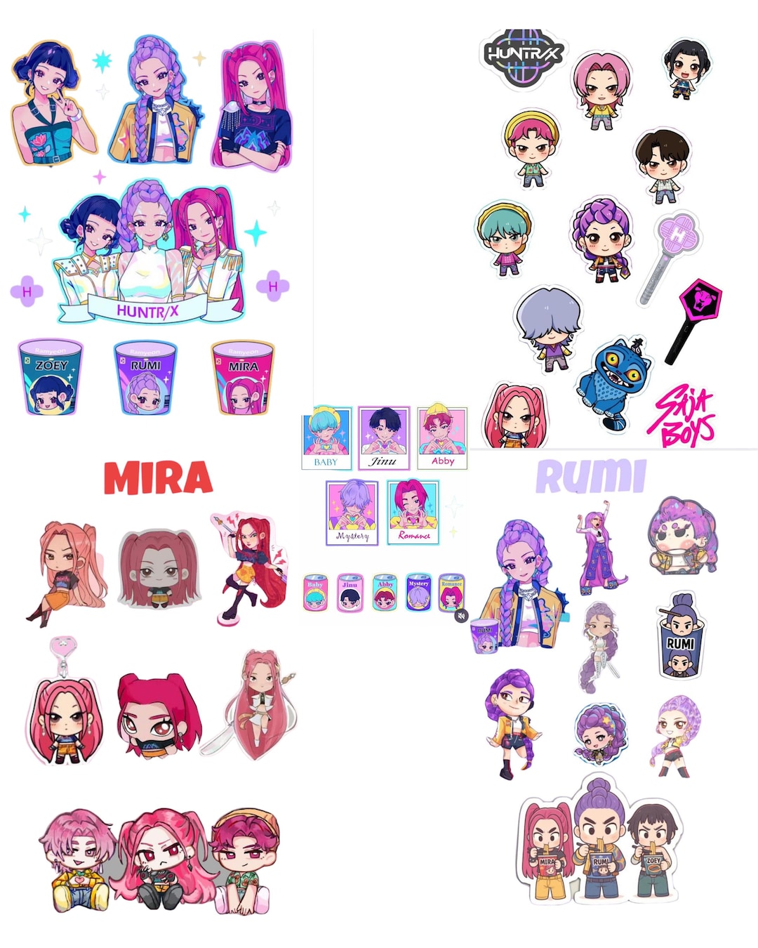 KPOP Demon Hunters Sticker | Huntrix | Saja Boys Printable Set | Stickers | PNG PDF 50pcs - Etsy