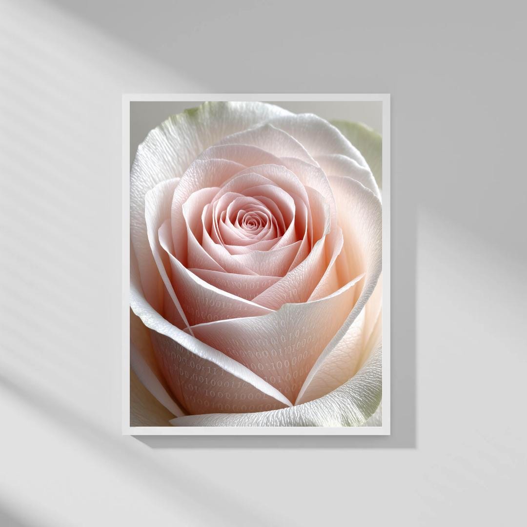 Cyberpunk Rose Print – Binary Code Floral Art, Futuristic Digital Rose ...