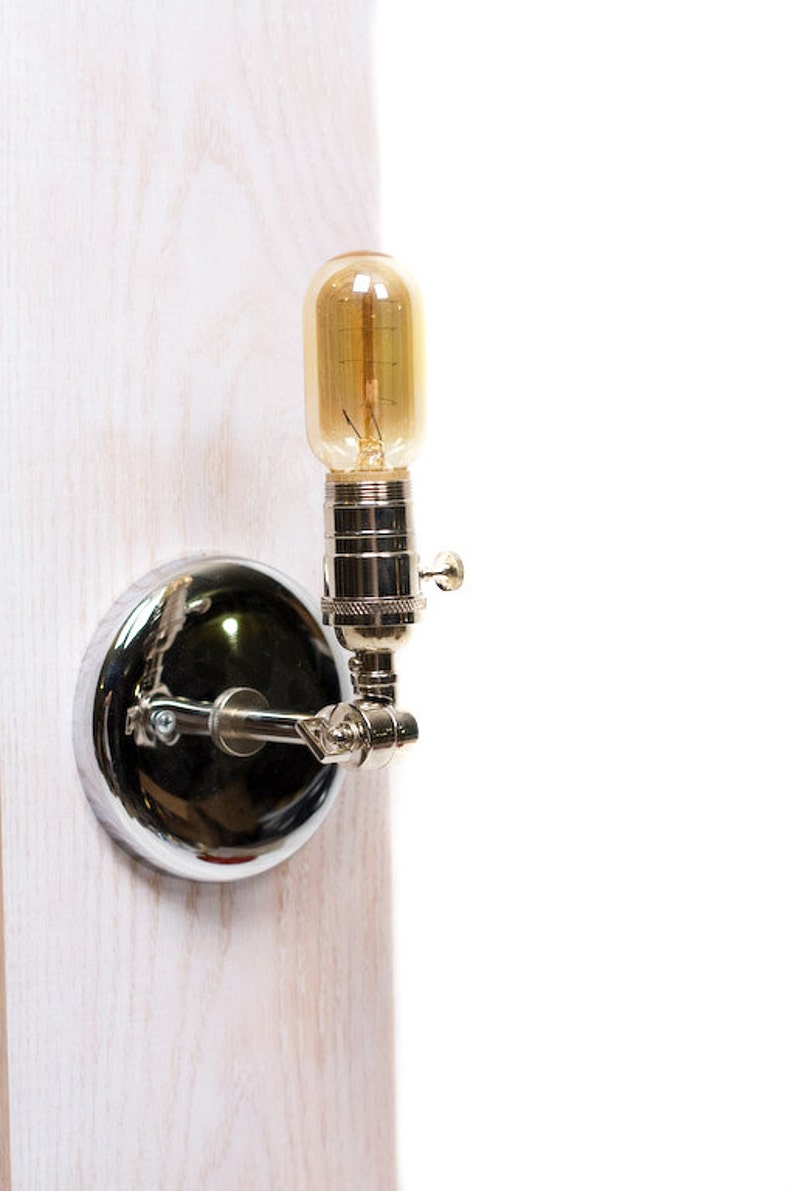 Bare Bulb Edison Adjustable Wall Sconce All Chrome - Etsy
