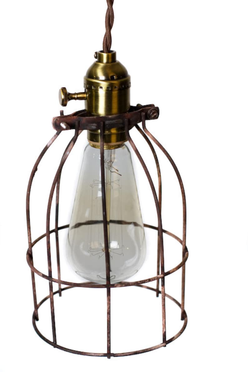 Industrial Caged Minimilist Bare Bulb Pendant Light - Etsy