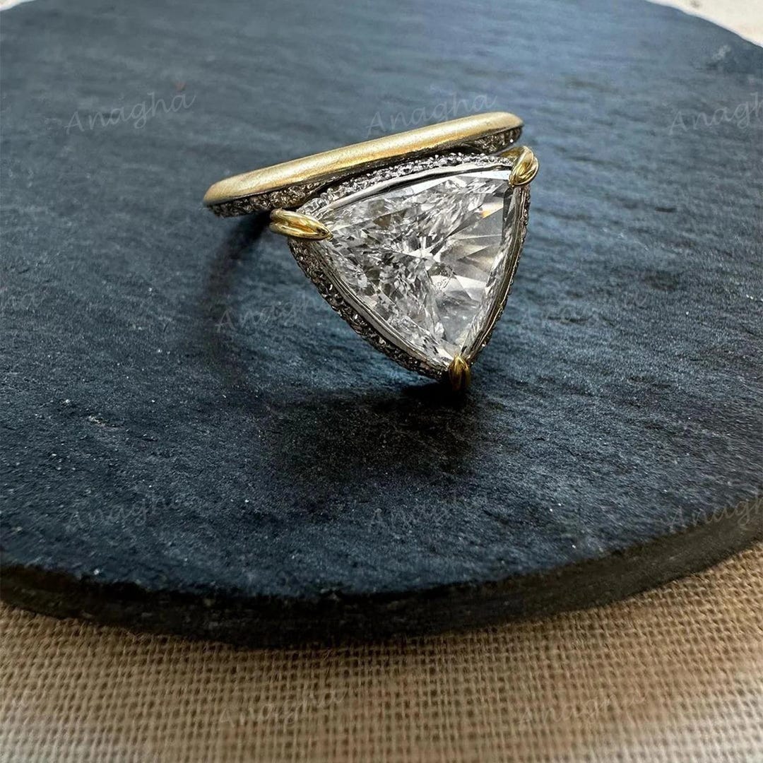 Trillion Cut Diamond Ring – Geometric Statement Ring in Gold – Unique ...