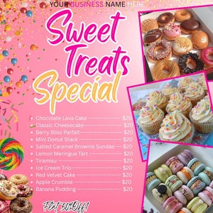 Editable Bake Shop Flyer: Canva Template, Sweet Treats Design - Etsy