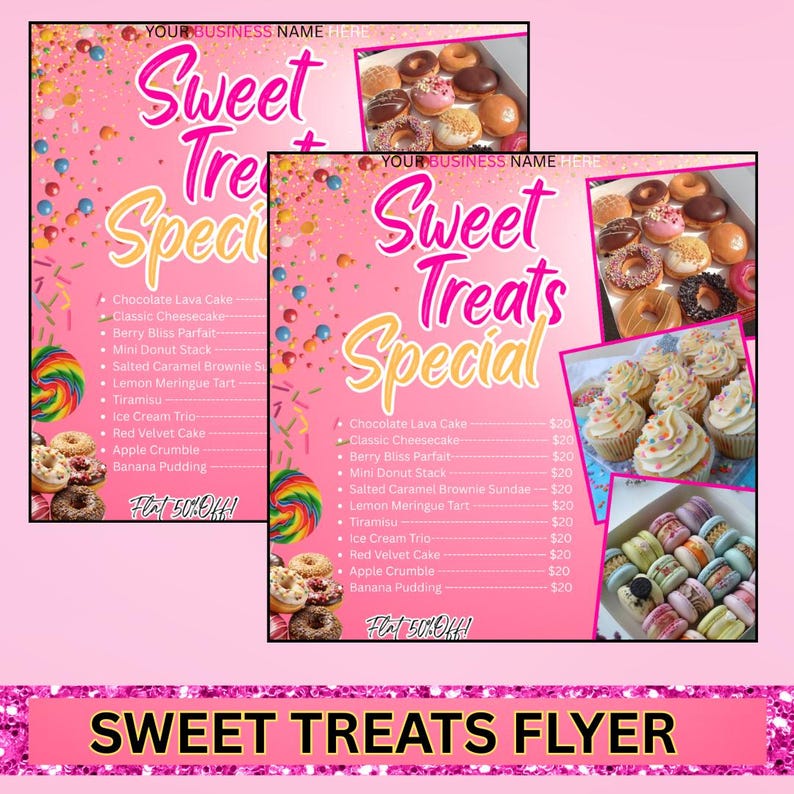 Editable Bake Shop Flyer: Canva Template, Sweet Treats Design - Etsy