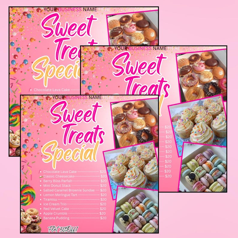 Editable Bake Shop Flyer: Canva Template, Sweet Treats Design - Etsy