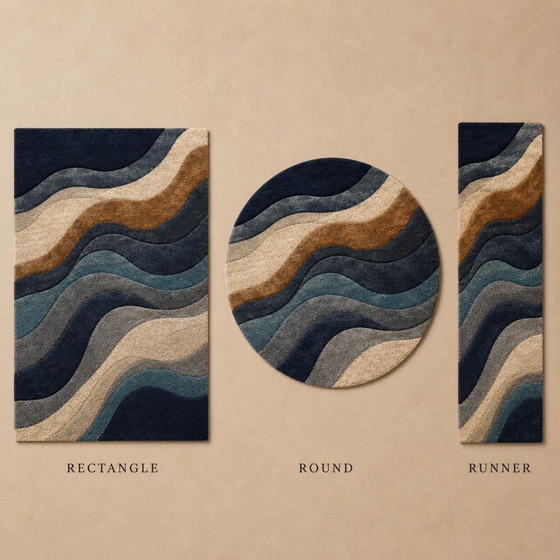 Navy Blue Abstract Wave |abstract Wavy Gradient |living Room Statement ...
