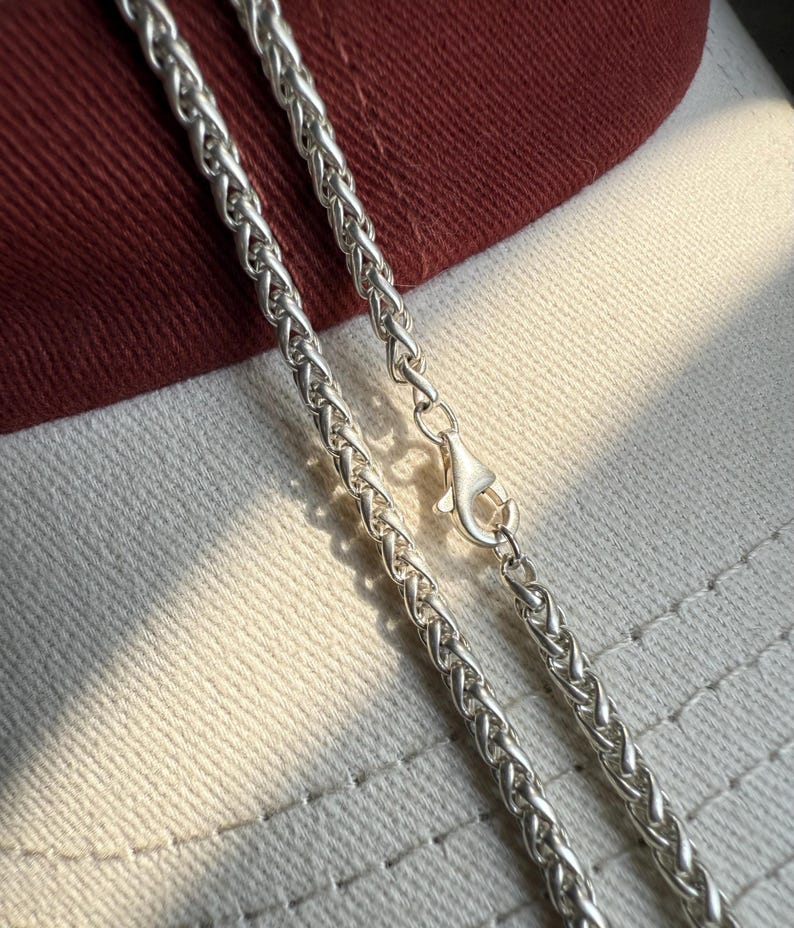 2mm Silver Braided Wheat Chain, 925 Sterling Oxidized Silver Spiga Link ...