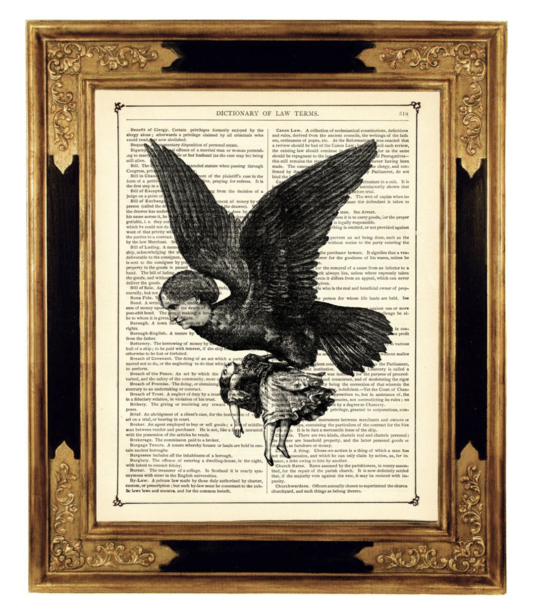 Harpy Raven Dictionary Crow Girl Gothic Fantasy Poster Dark Academia ...