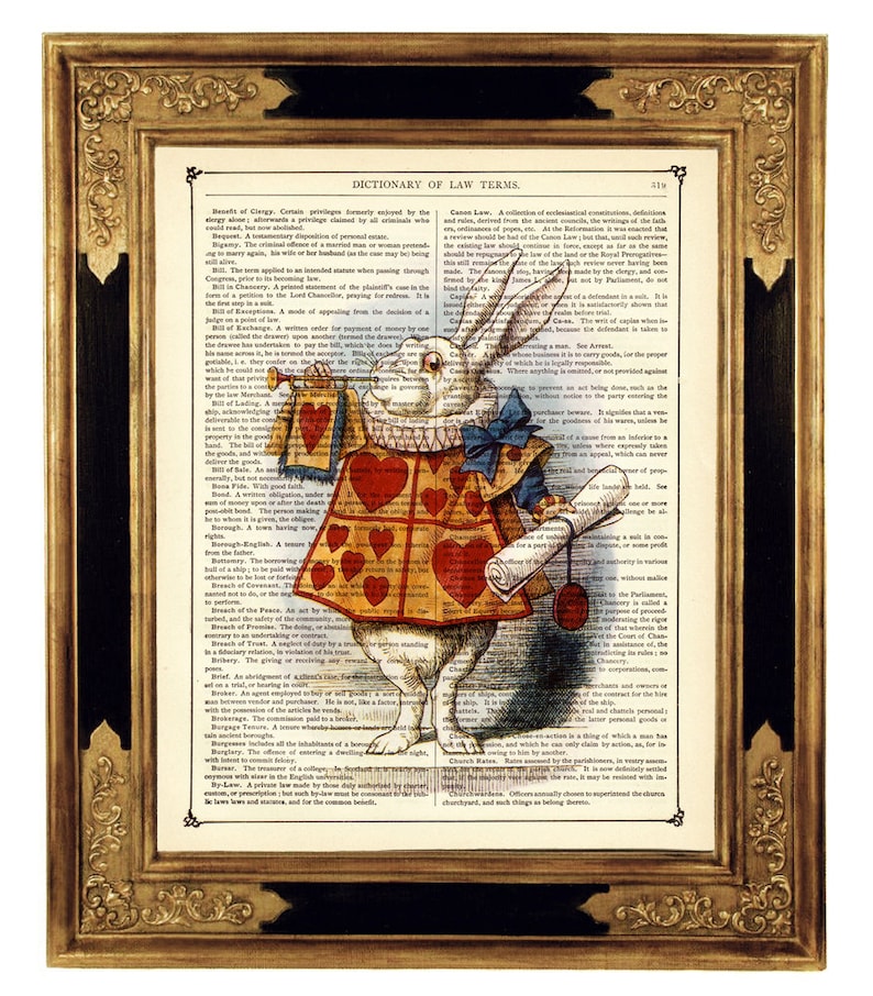 Alice in Wonderland Art Print the White Rabbit Trumpet Hearts - Etsy