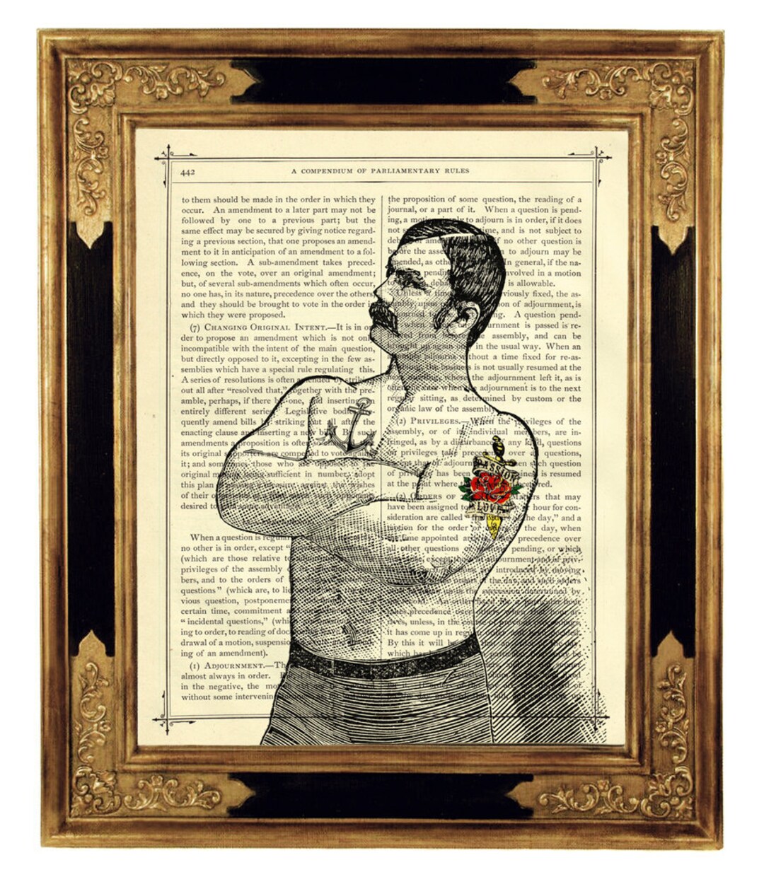 Strongman Tattoo Poster Print Gentleman Boxer Wrestler Bartitsu Baritsu ...