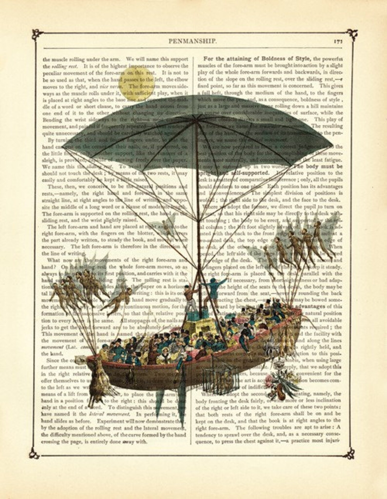 Airship Poster Umbrella Ship Sail Boat Hot Air Balloon Steampunk ...