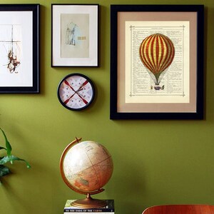 Airship Hot Air Balloon Circus Stripes III - Vintage Victorian Book ...