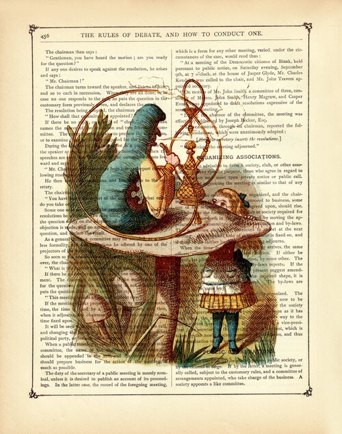 Alice im Wunderland Kunstdruck Raupe Pilz Steampunk Druck | Etsy