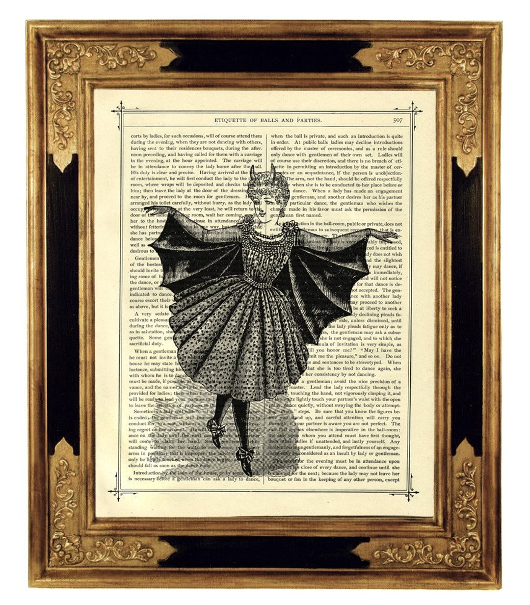 Vampire Girl Art Print Bat Cape Costume Gothic Halloween Party ...