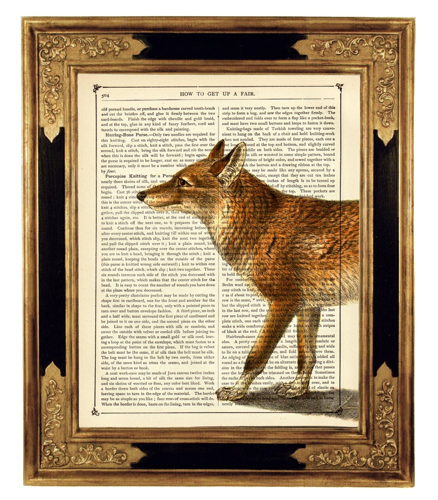 Home Decor Vintage Victorian Book Page Art Print Steampunk Red Fox Art ...