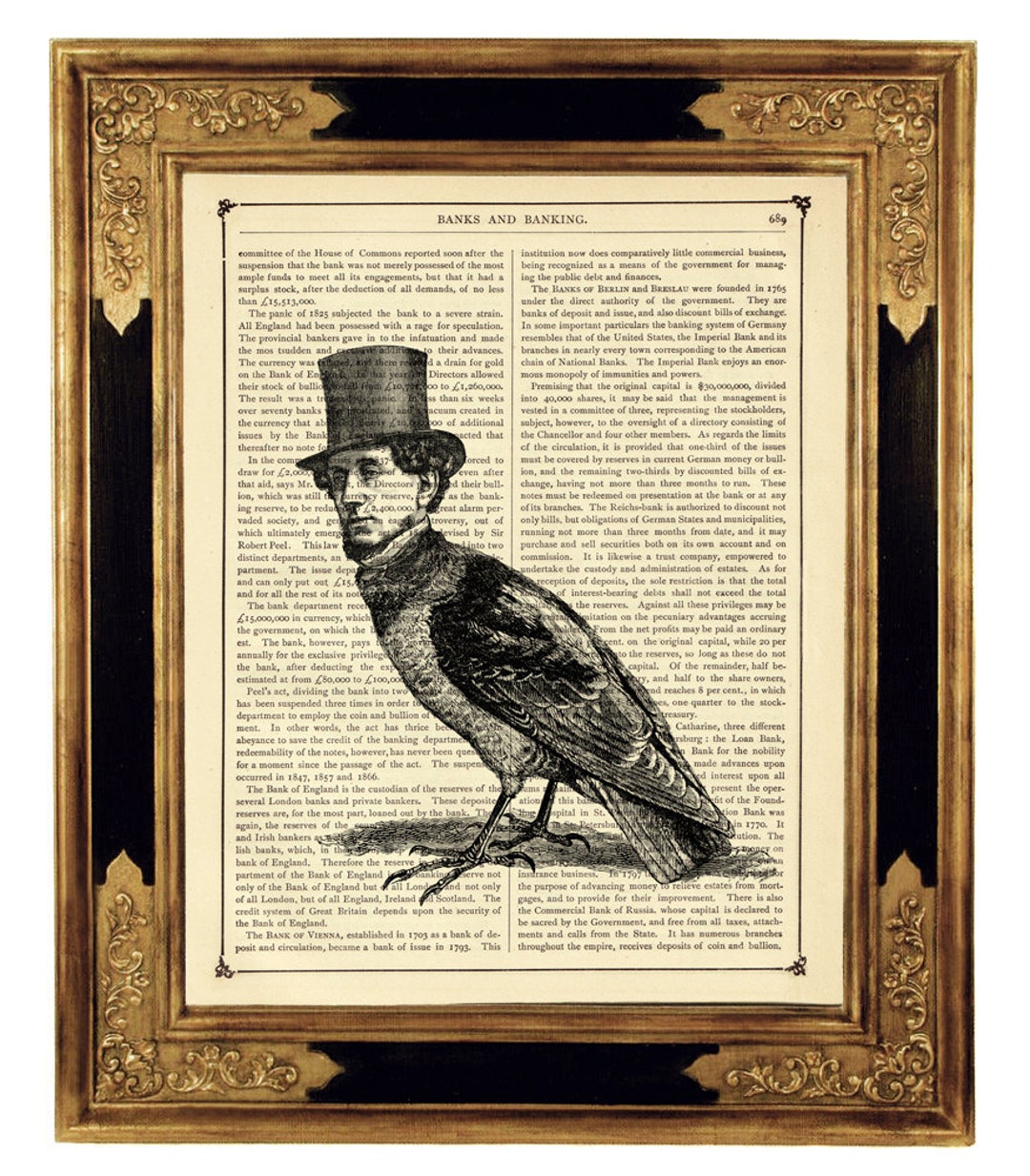 Gentleman Raven Top Hat Birdman Crow Gothic Dark Academia Wall Poster ...