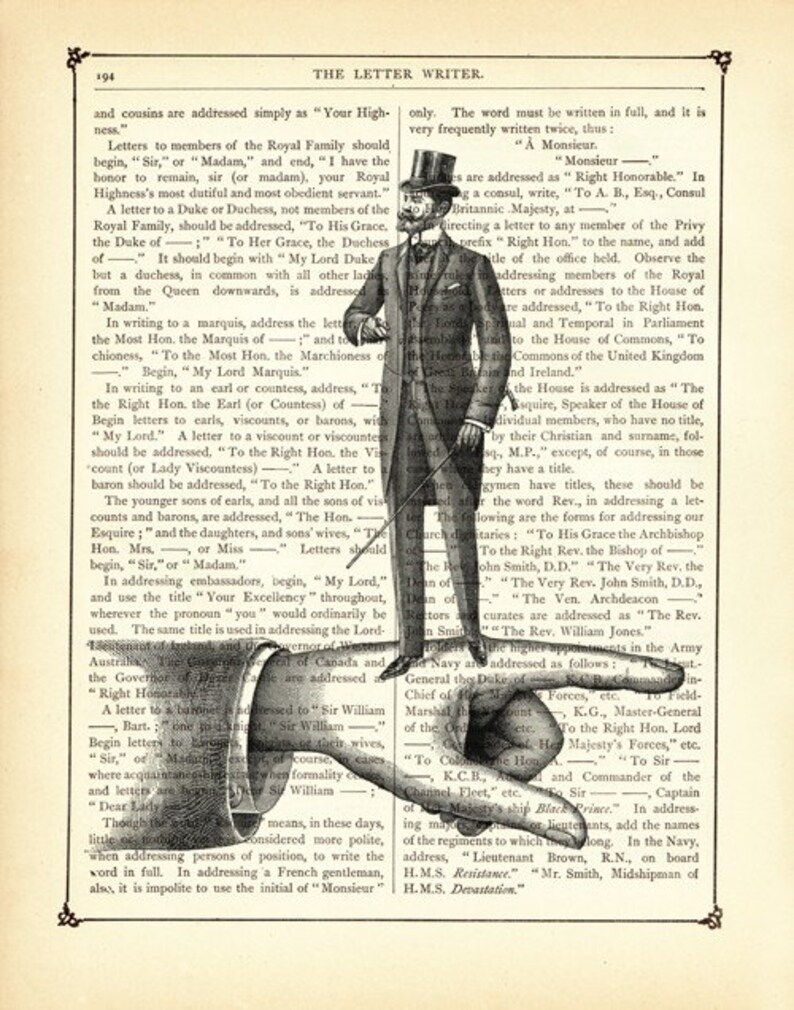 Gentleman Hand Finger Steampunk Poster Top Hat Vintage | Etsy