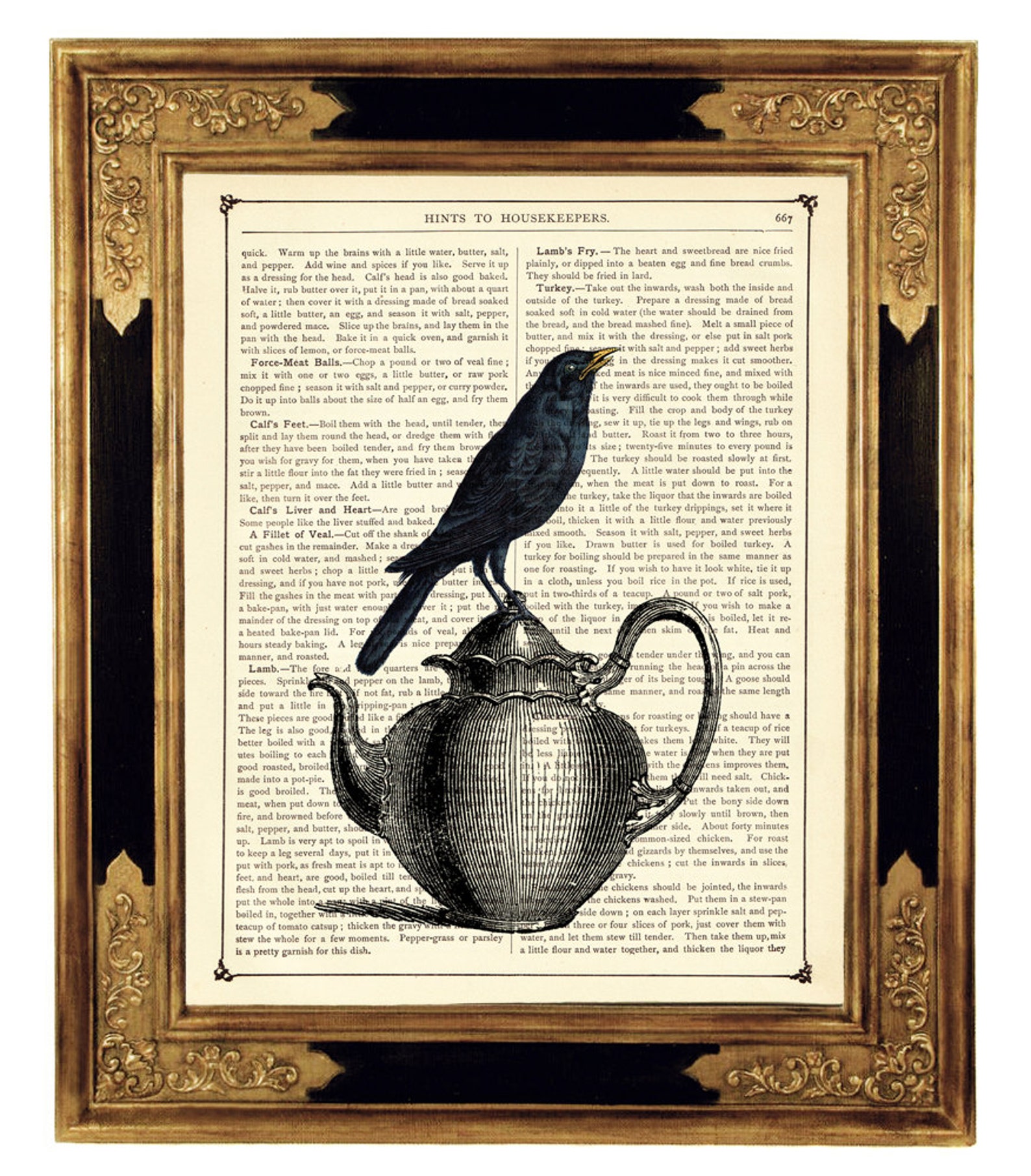 Raven Crow Art Print Bird Teapot Picture Gothic Kitchen - Etsy