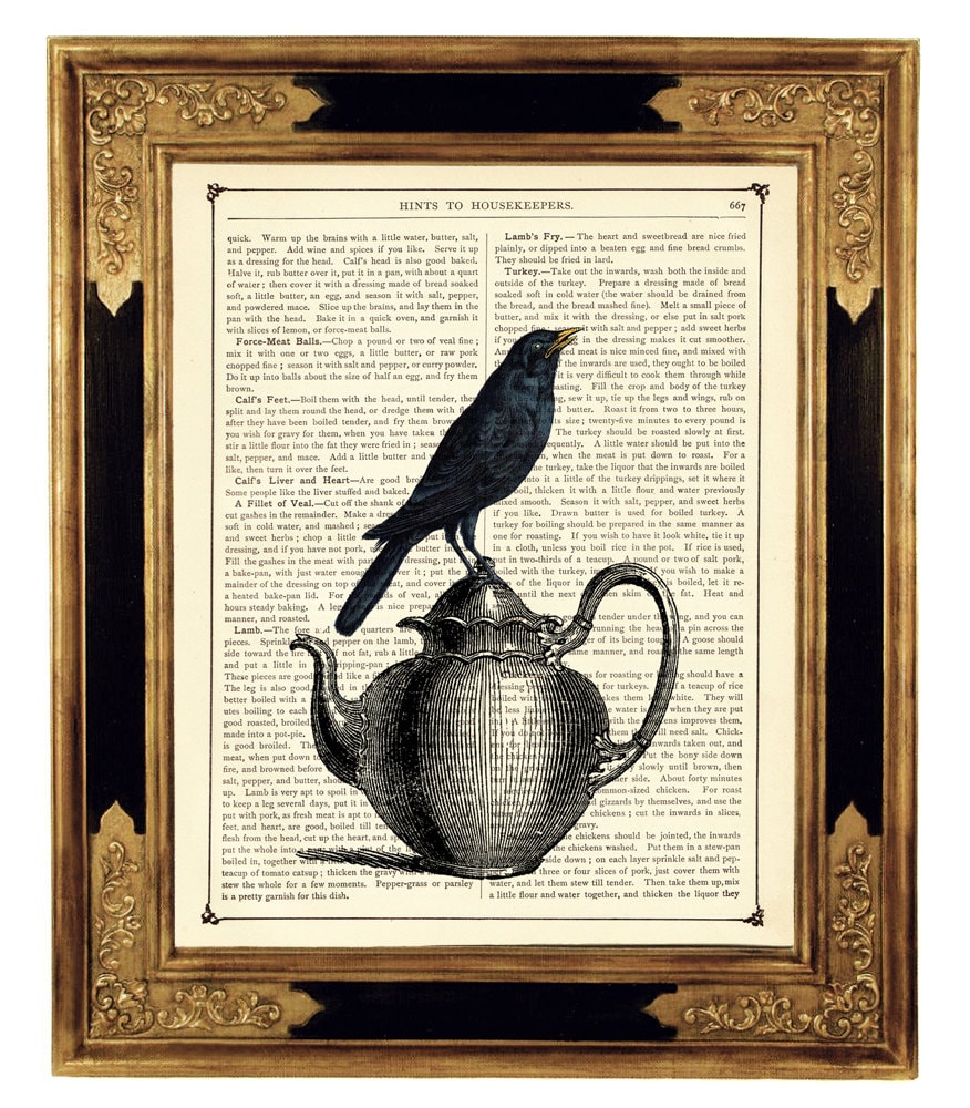 Raven Crow Art Print Bird Teapot Picture Gothic Kitchen - Etsy