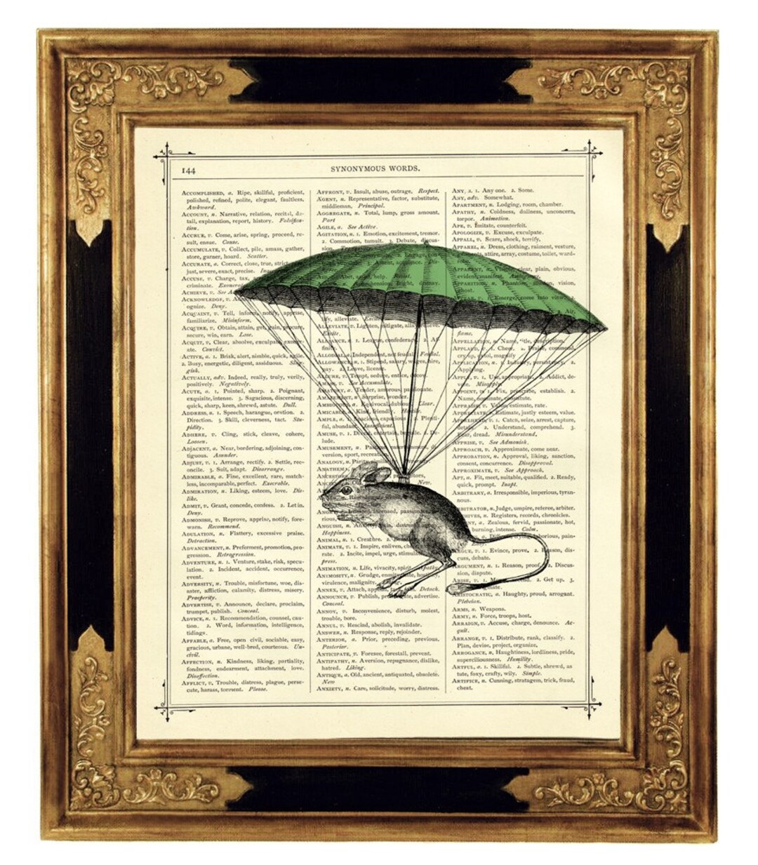 Mouse Green Parachute Poster Print Nursery Baby Shower - Steampunk ...