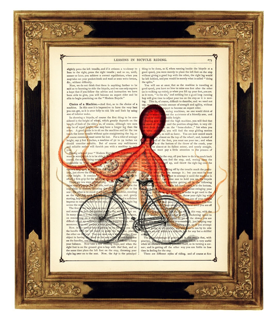 Octopus Kraken Bike Bicycle Tentacles Dictionary Poster - Steampunk ...