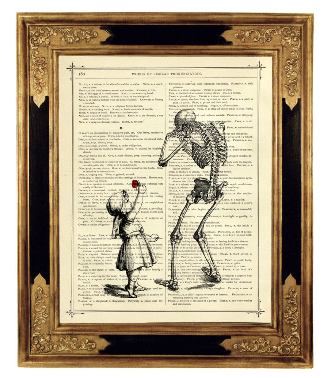 Girl Sad Skeleton Art Print Rose Flower Poster Gothic Halloween ...