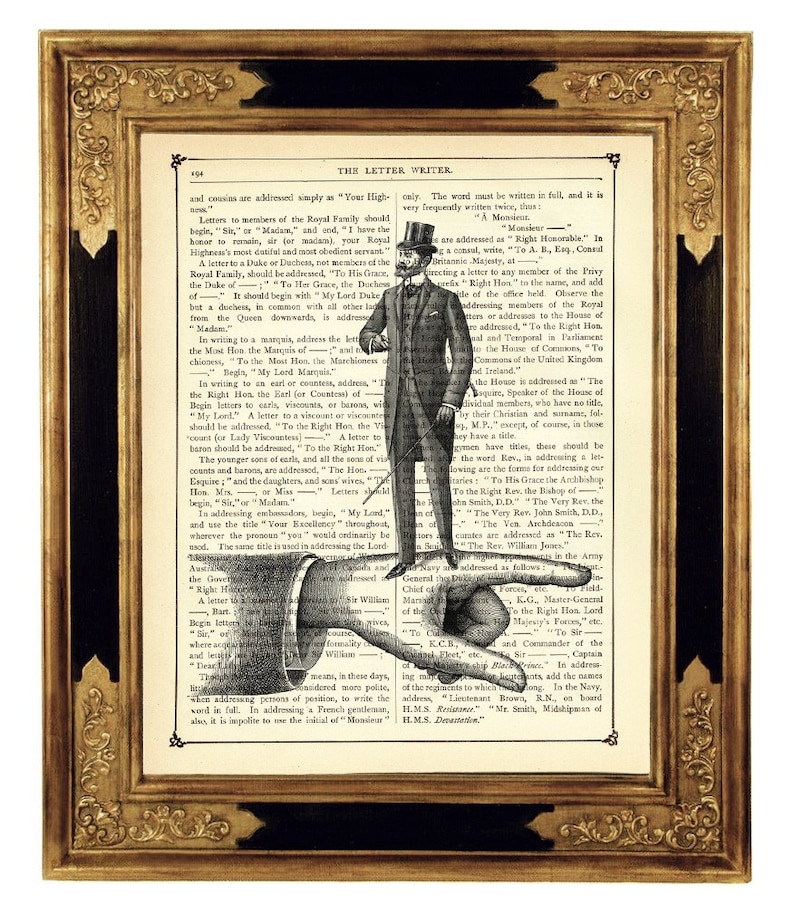 Gentleman Hand Finger Steampunk Poster Top Hat Vintage | Etsy