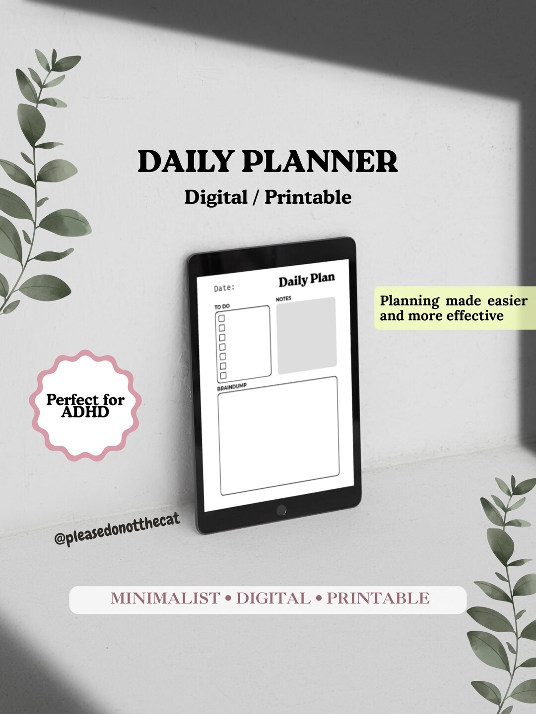 Daily Planner for ADHD | Digital & Printable | Planning Tool | PDF File ...