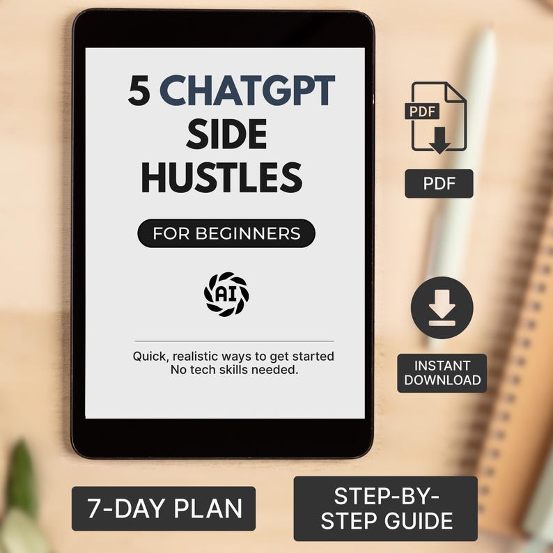 5 Chatgpt Side Hustles for Beginners (PDF) – Etsy & Online | 7-day ...