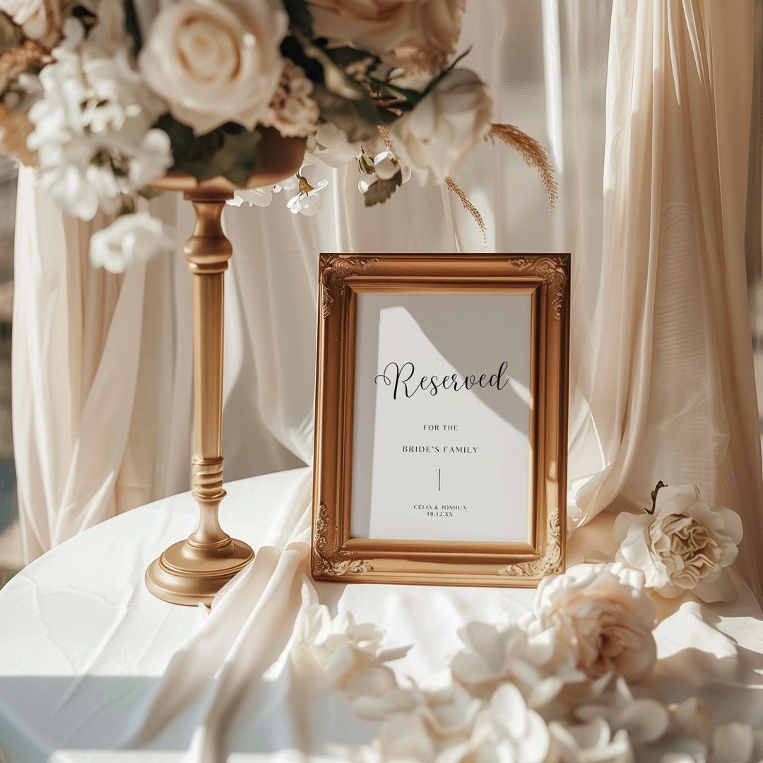 Editable Reserved Bride's Family Wedding Sign Template, Instant Access ...