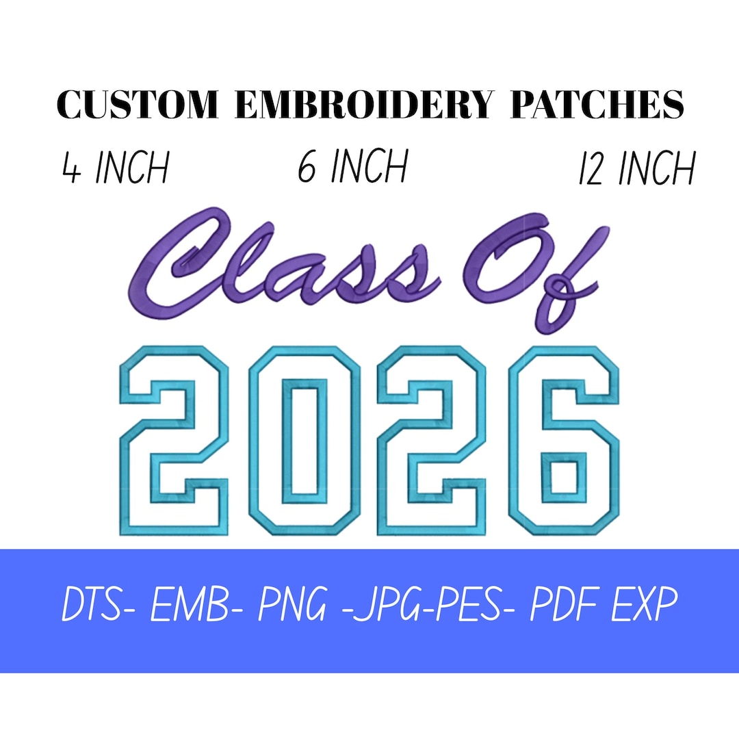 2026 Graduation Embroidery Design: Monogram Celebration Pattern (4, 6 ...