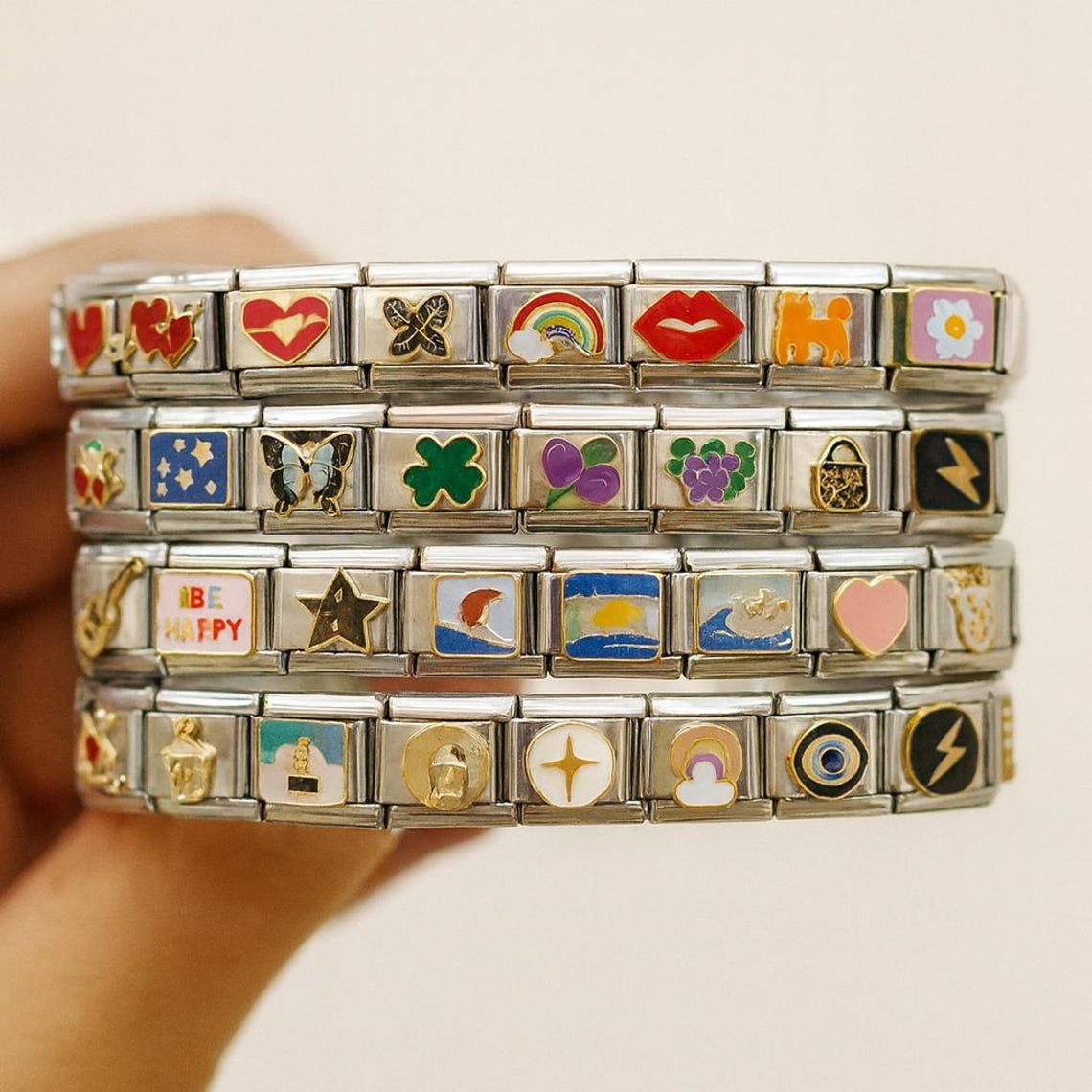 Custom Italian Charm Bracelet, Stainless Steel, Personalized Gift - Etsy