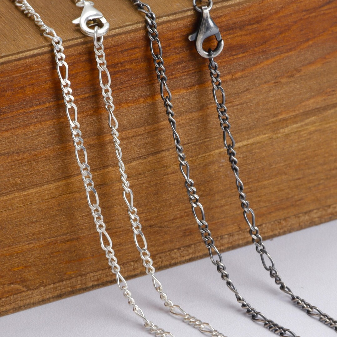 Classic 2mm Solid 925 Sterling Silver Figaro Chain Necklace - Unisex - Etsy