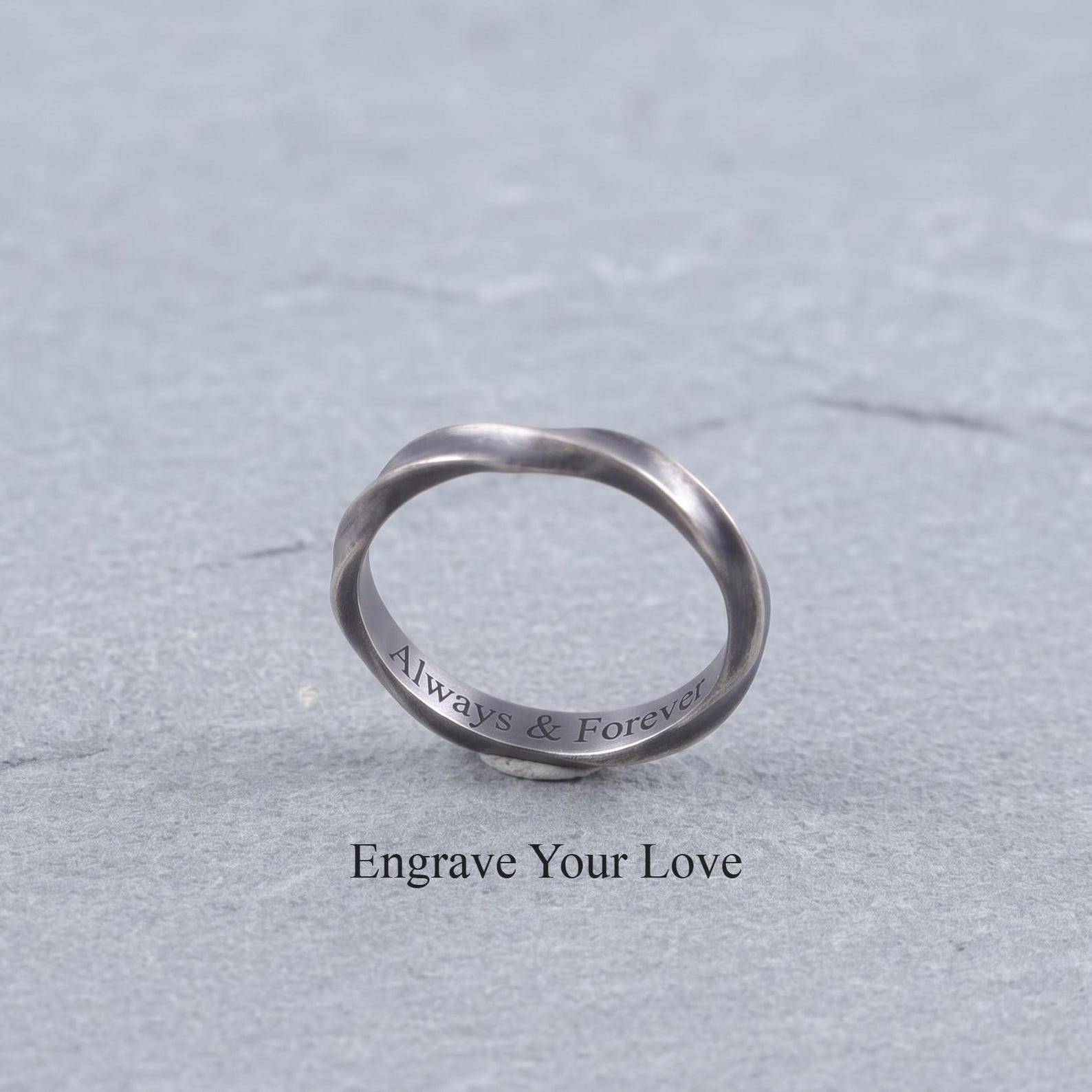 Custom Engraved Mobius Couple Rings, 925 Sterling Silver Matching ...