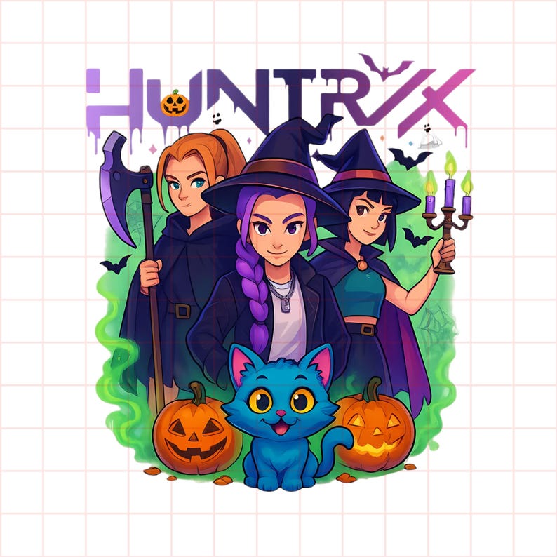 Spooky Huntrix Halloween PNG, Kpop Demon Hunters Clipart, Saja Girls ...