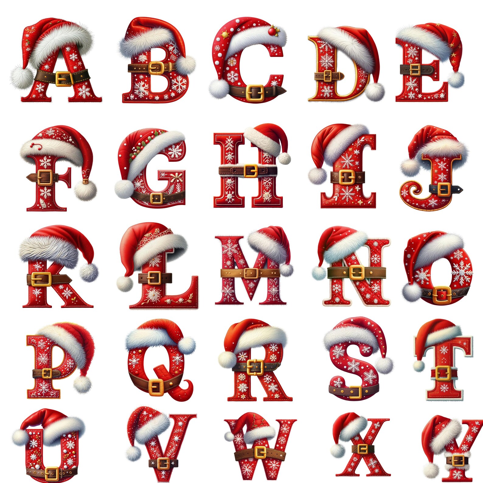 Christmas Alphabet Clipart PNG | Festive Letters & Numbers Set ...