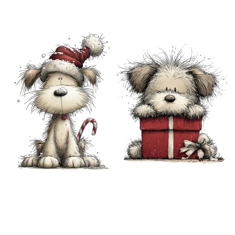 Christmas Dogs Whimsical Clipart: Cute Festive Graphics (digital ...