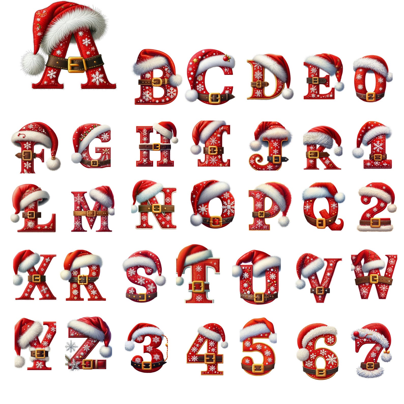 Christmas Alphabet Clipart PNG | Festive Letters & Numbers Set ...