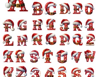 Christmas Alphabet Clipart PNG | Festive Letters & Numbers Set ...