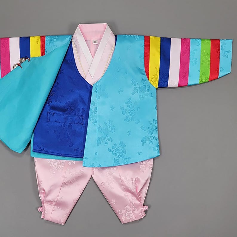 Traditional Korean Boy Hanbok | Kids Blue Hanbok Set - Etsy