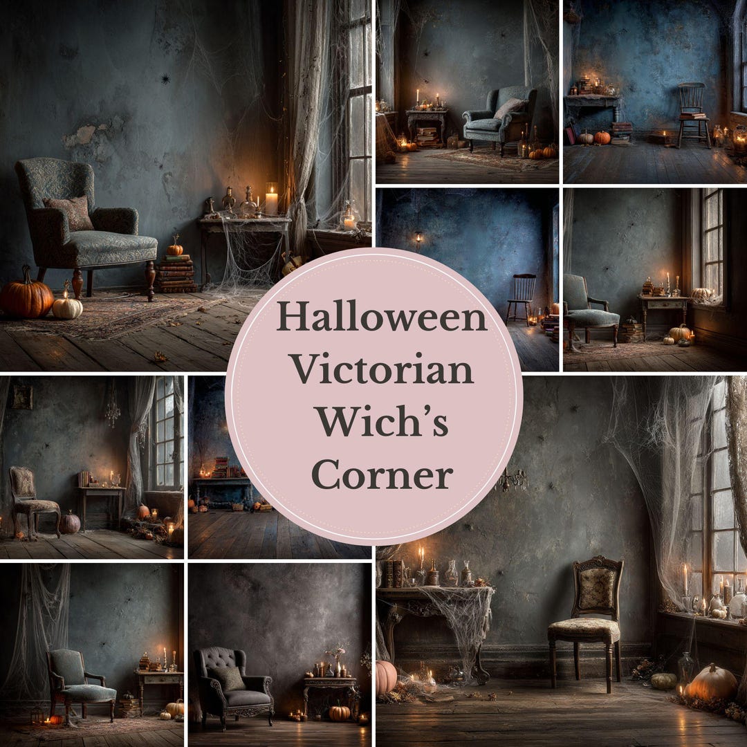 Victorian Witch's Corner Backdrop – Vintage Halloween Room With ...