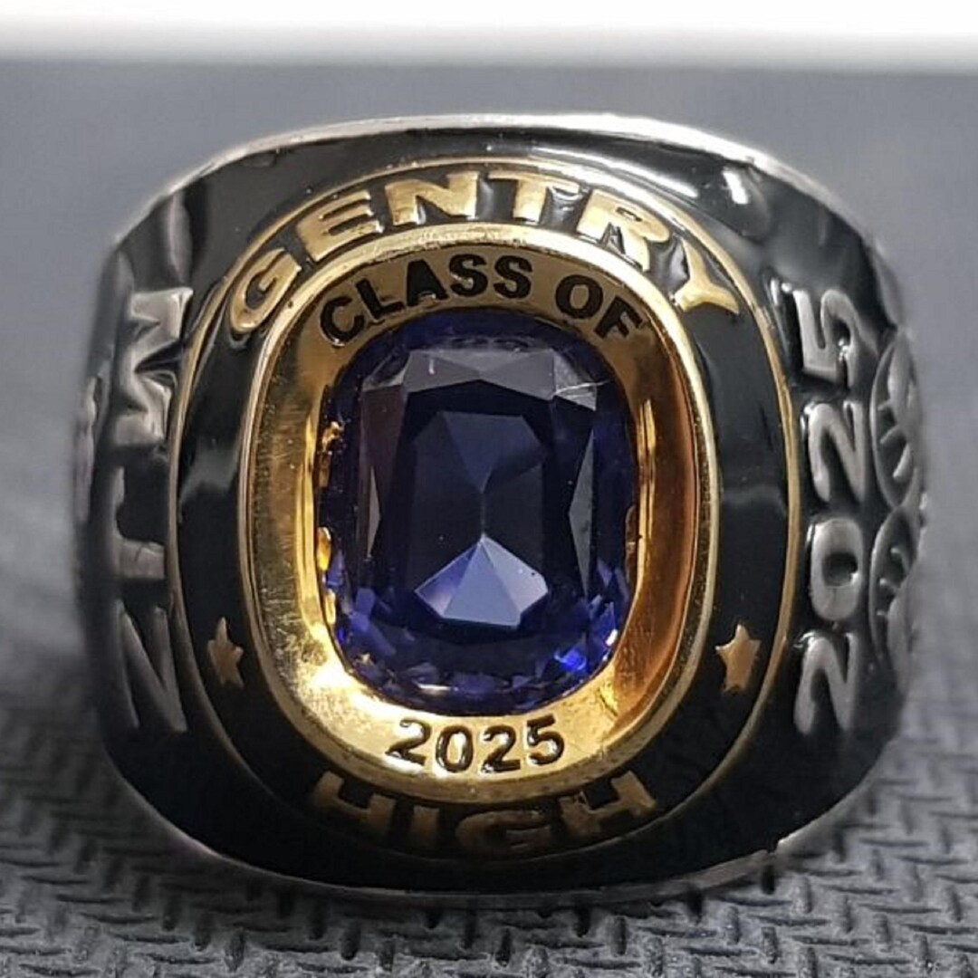 Custom High School Class Ring, Silver Tone, CZ Stone - Etsy
