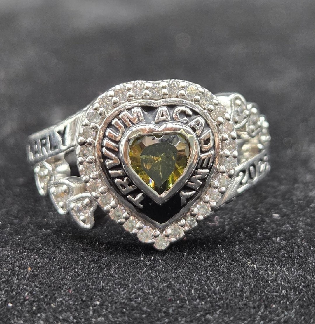 Personalized 2026 Class Ring, Heart Gemstone, Silver-tone Graduation ...