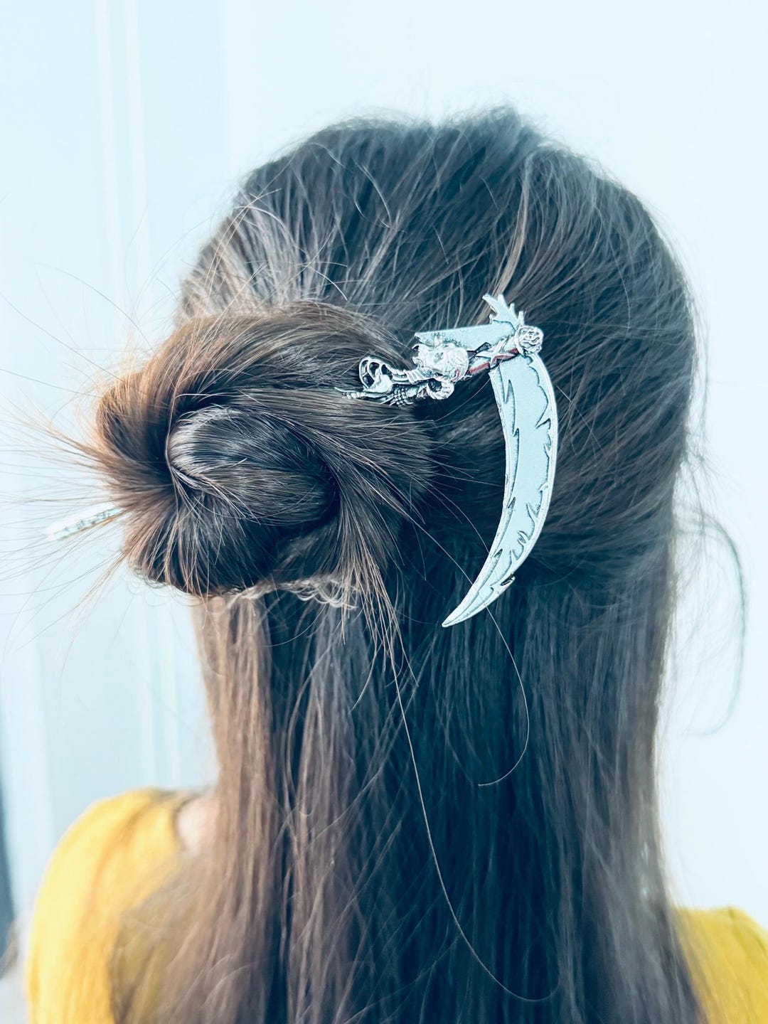 Silver Sickle Hair Pin, Witchy Gothic Hair Accessory - Etsy